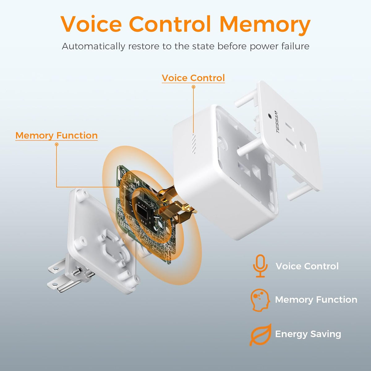 TESSAN Voice Control Outlet, Wireless Remote Control Electrical Outlet
