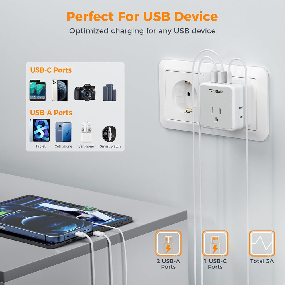 TESSAN Italy Travel Plug Adapter Kit, International Detachable Converter