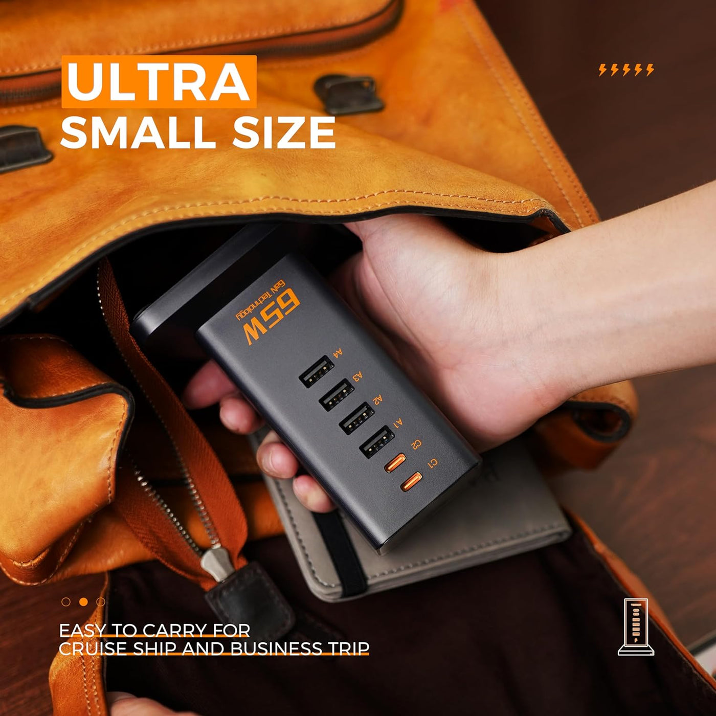 TESSAN 65W Desk Charging Station, 6 Port GaN USB Fast Charger Block To