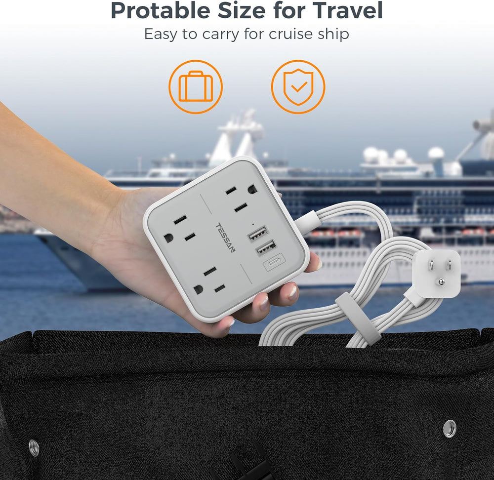 TESSAN Slim Power Strip with 3 USB (1 USB C) Ports