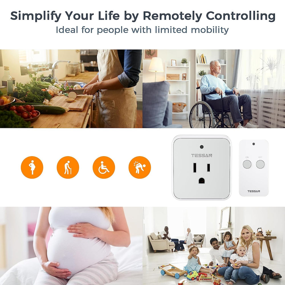 TESSAN Remote Wall Outlet, Wireless Remote Light Switch, 100ft RF Rang