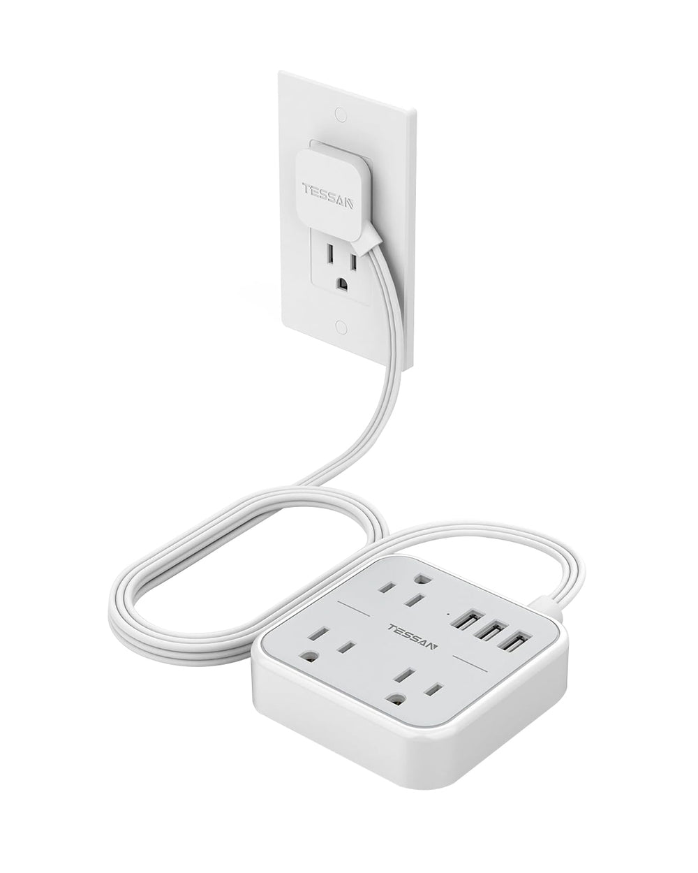 TESSAN Slim Power Strip with 3 USB (1 USB C) Ports