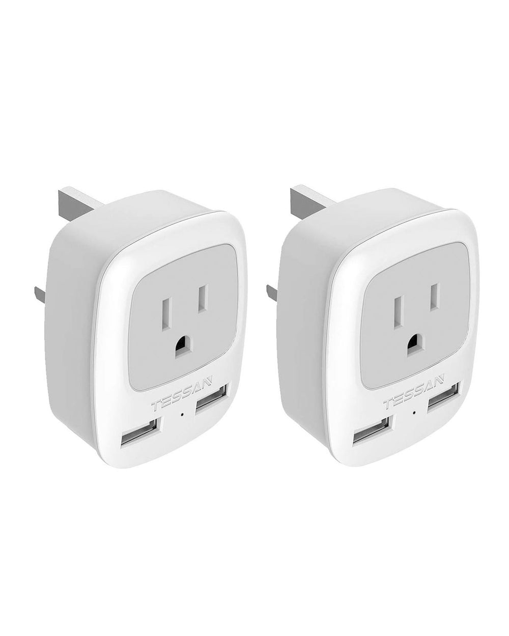 TESSAN US to UK Ireland Travel Plug Adapter with 2 USB, 2 Pack