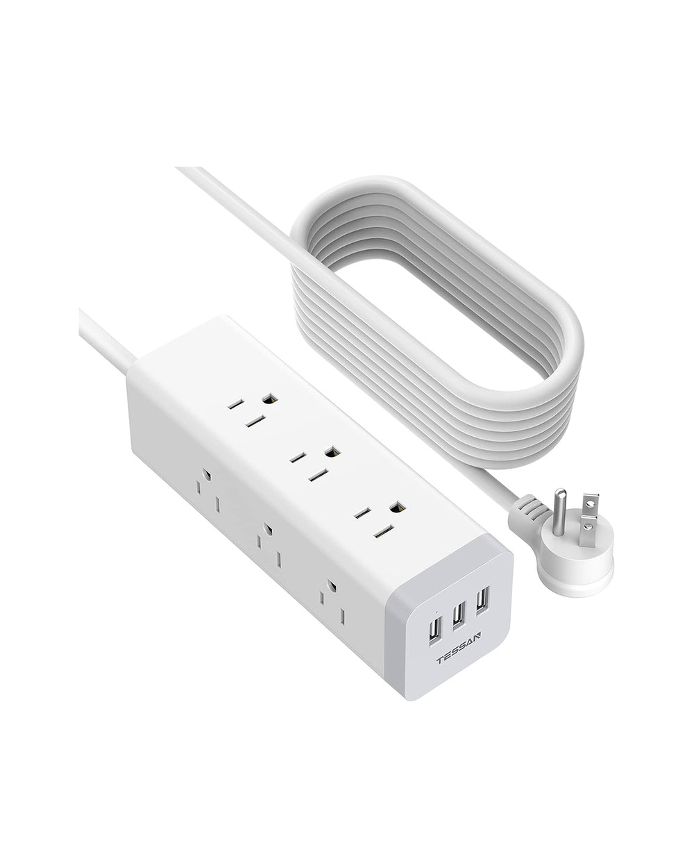 TESSAN Ultra Thin Flat Plug 6 FT Extension Cord with 9 Outlets 3 USB