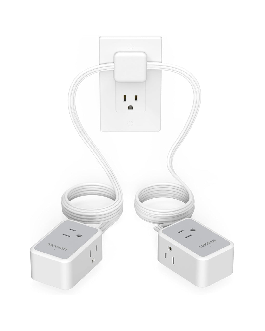 TESSAN Double Ended Flat Plug Surge Protector Power Strip