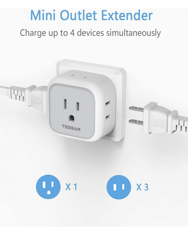 Room Multi Plug Outlet Extender with 4 Electrical Charger Cube Outlets